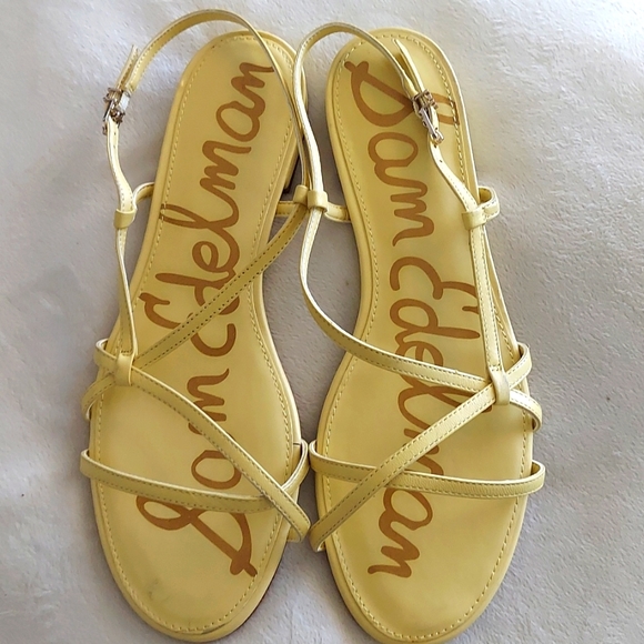 Sam Edelman | Shoes | Sam Edelman Yellow Flat Strappy Sandals | Poshmark